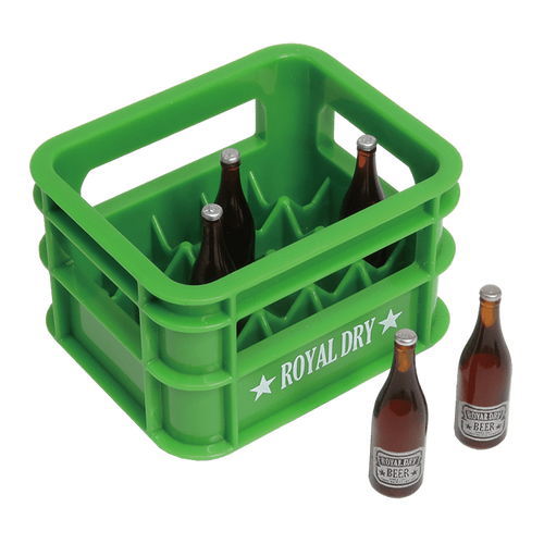 Beer case and trolley [3.Beer case (green) with 5 beer bottles ...
